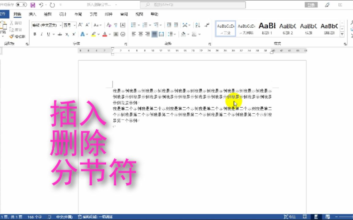 word文档插入删除分节符