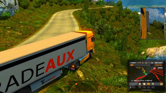 欧洲卡车模拟:天门山道路没有护栏,开着卡车差点掉下去