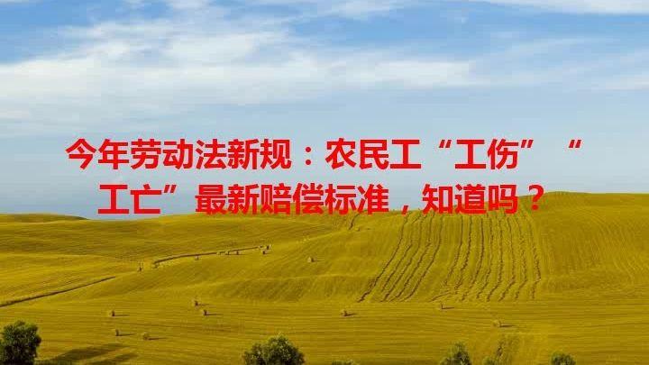 今年劳动法新规:农民工“工伤”“工亡”最新赔偿标准,知道不?