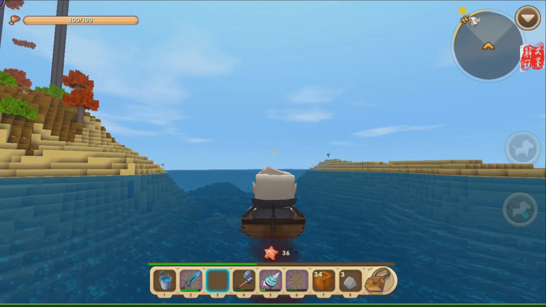 迷你世界极限生存 穿附魔钻石装 被小怪兽吓跑