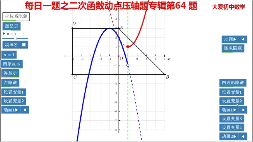 大爱初中数学:每日一题之二次函数动点压轴题第64题