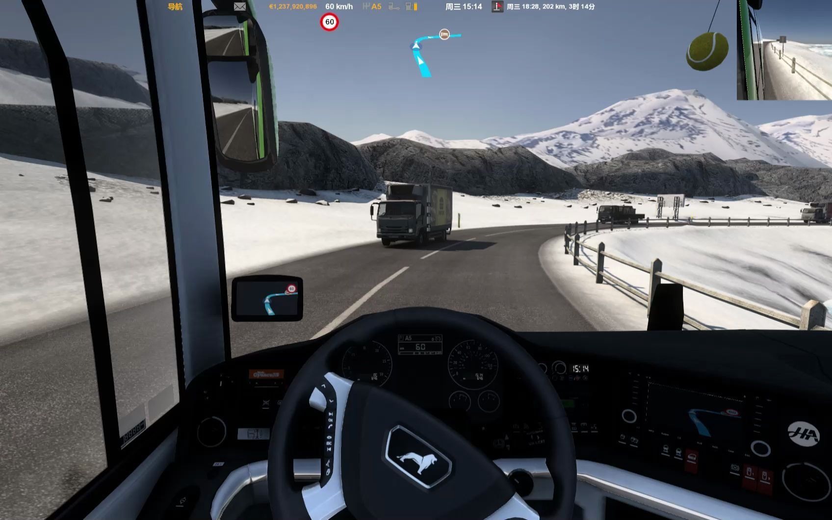 【欧卡2-客运模式】雨雪天气驾驶MAN客车拉乘客安全送到