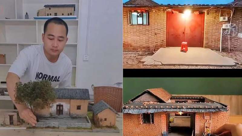 ...[心]】湖南永州,90后的冯先生从小在农村长大,他业余学习微缩模型,...