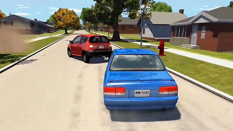 BeamNG:小轿车开足马力冲向倒车的微型汽车,拟真车祸模拟