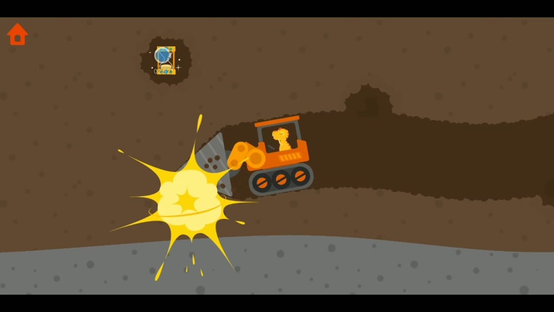 小恐龙开车去山洞地下挖宝藏没想到挖到炸弹 快跑游戏