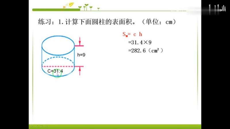 人教版数学六年级下册第三单元圆柱的表面积(1)