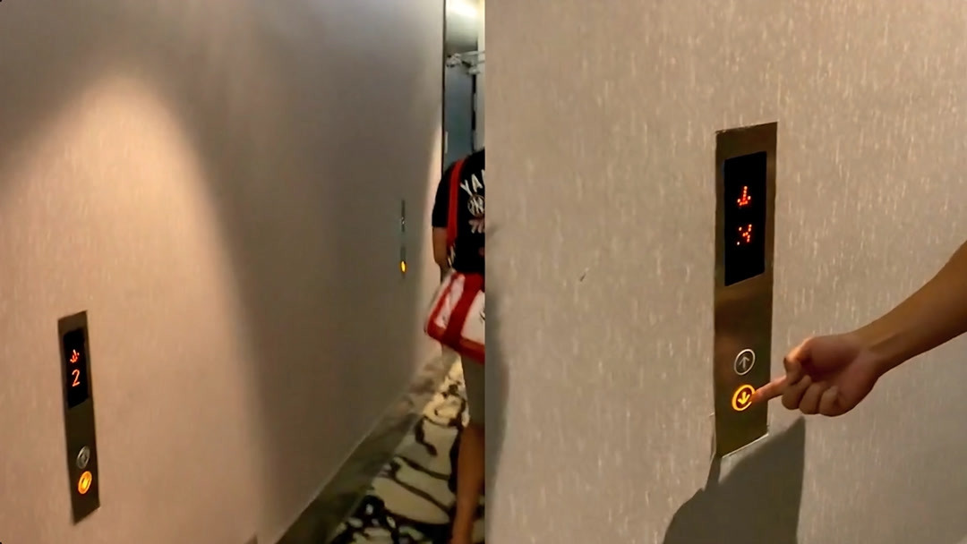 迷之操作!酒店墙壁上有电梯按钮,方圆数米内却找不到电梯门!