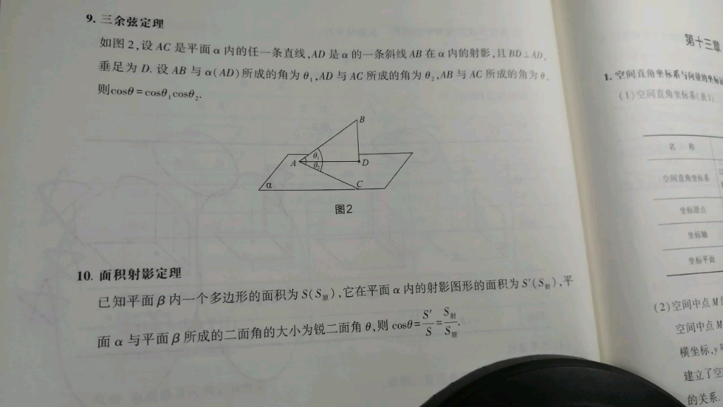 三余弦定理及面积射影定理(立体几何)