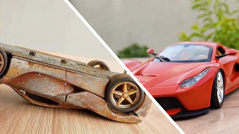 路边捡到的一个破旧车模,给它翻新一下