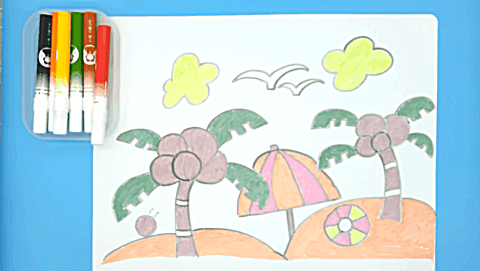 卡通画视频 椰树 的画法 儿童画 绘画教学 简笔画 涂鸦