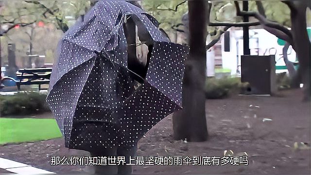 世界上最坚硬的伞有多硬?老外用各种工具测试,刮风下雨都不怕!