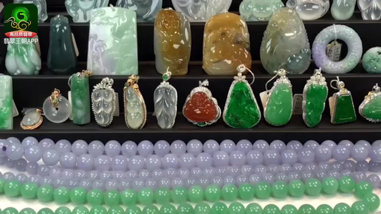 糯冰种桶珠翡翠手串六字真言飘蓝绿花_翡翠王朝