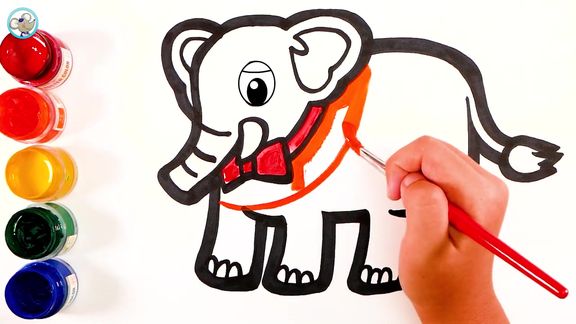 孩子一看就会画,幼儿简笔画上色教程:大象