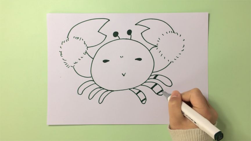 博卡简笔画:大钳子螃蟹真可爱,我们一起画吧,步骤很简单的
