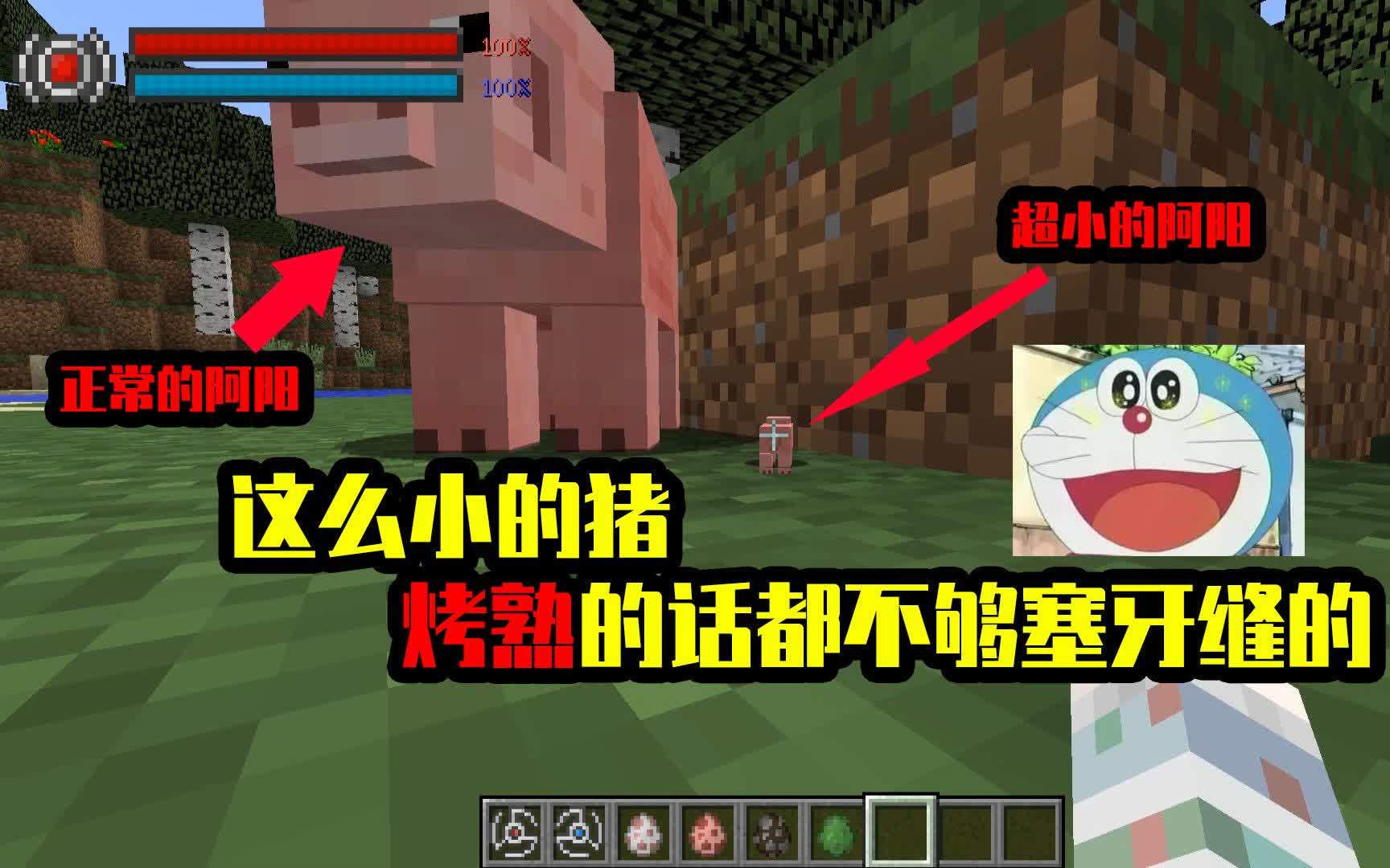 我的世界mod:如果用道具把阿阳变小,那么它的体重会不会变轻呢