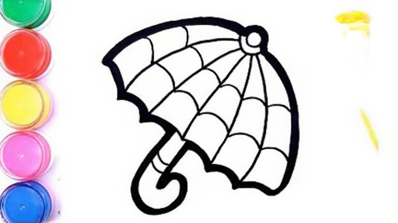 如何绘画雨伞并着色,儿童轻松学画画,还能认识颜色!