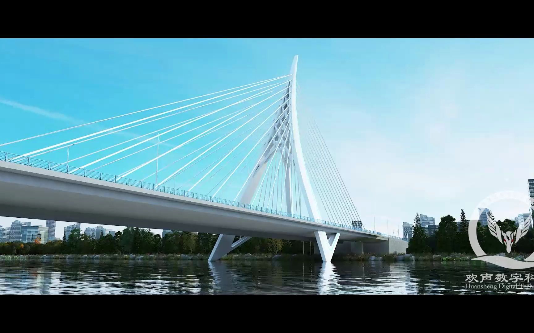斜拉索桥方案设计三维动画展示景观桥漫游展示BIM动画