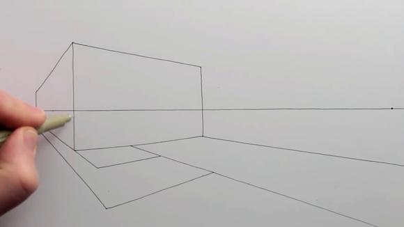针管笔建筑手绘过程,用连点透视绘制现代房屋
