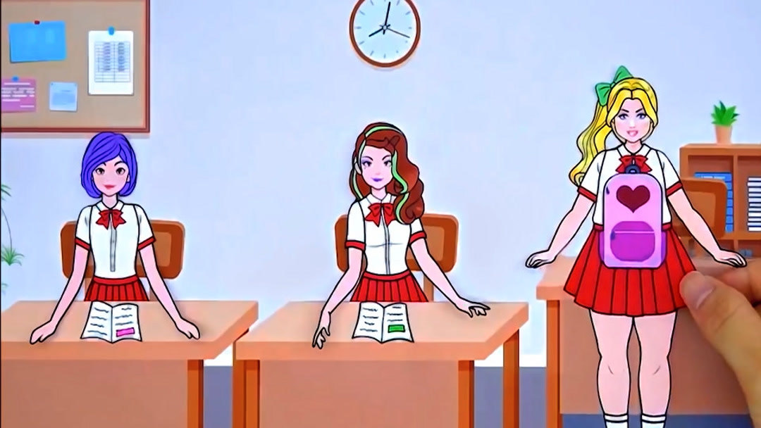 纸娃娃动画:胖女孩服装手工玩具