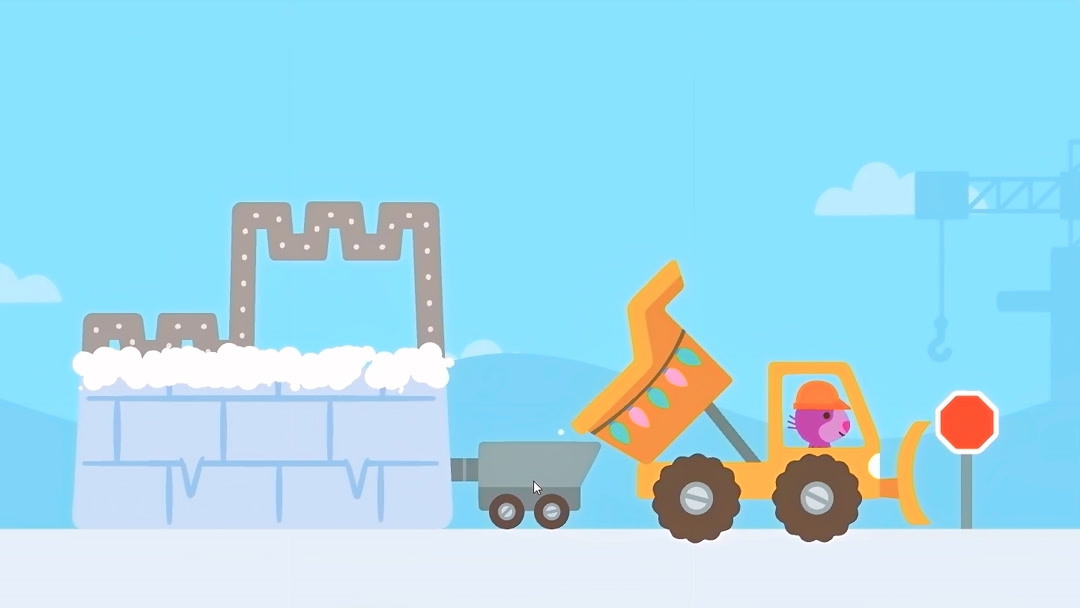 【果果】赛哥迷你工程队 翻斗车推土机造雪地城堡