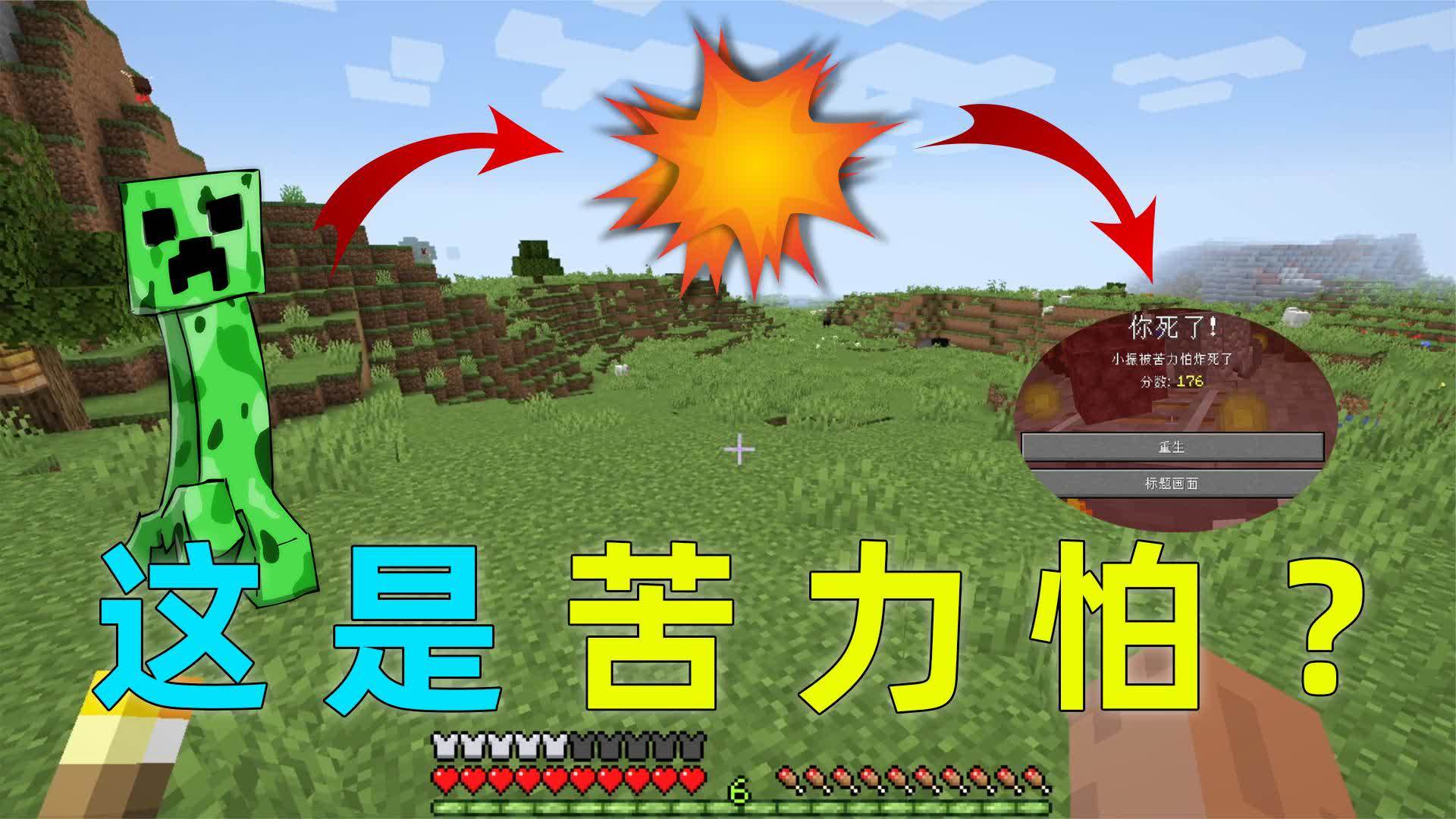 小振我的世界1.17生存4:这是苦力怕?超高的暴击伤害?血条消失术!