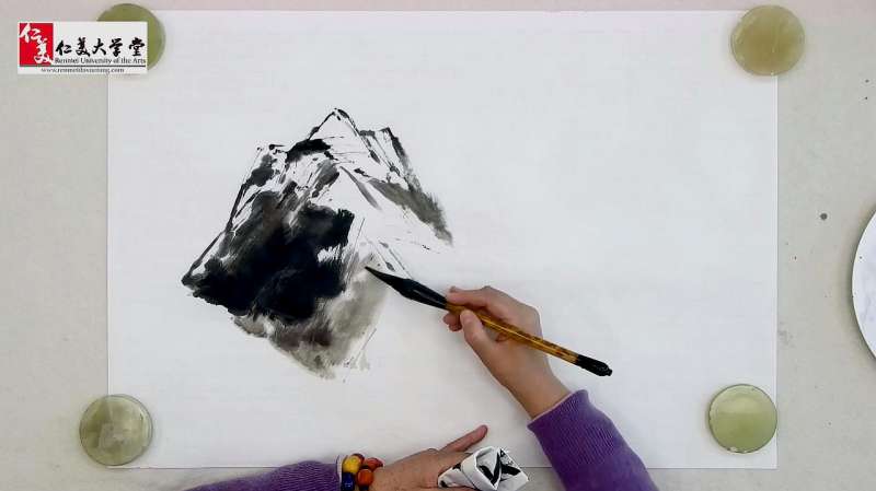 山水画破墨法演示 以浓破淡 大胆落墨细心收拾