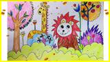 手绘系列热闹的森林 儿童创意手绘DIY 儿童画简笔画 彩铅入门 亲子...