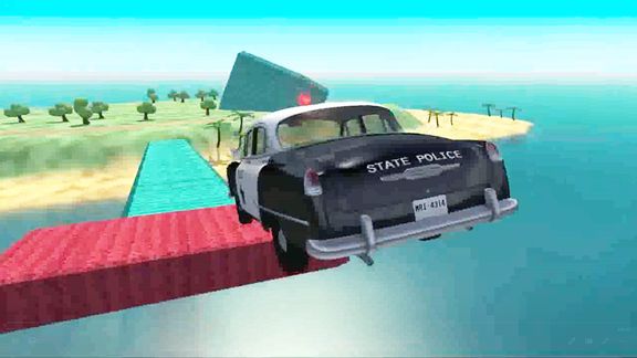 BeamNG:全真模拟汽车在乐高积木路面玩飞跃,别样的体验