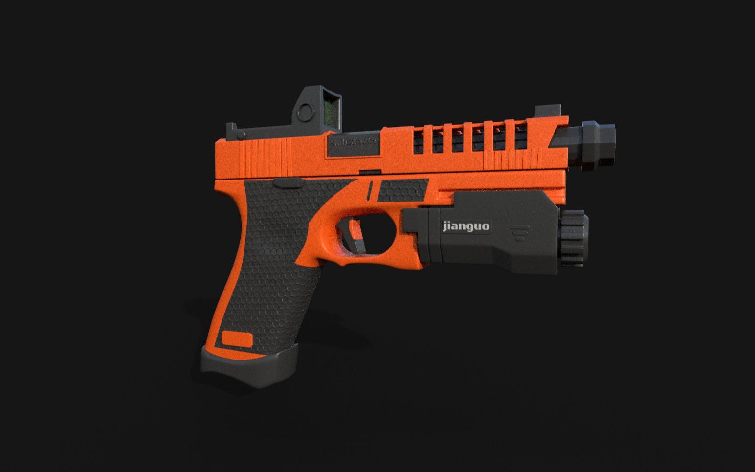 【3DMAX枪械建模】红色卡通小手枪全流程建模,次世代枪械武器模型...