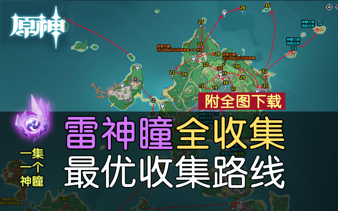 【原神】雷神瞳全收集_最优收集路线_精细分点