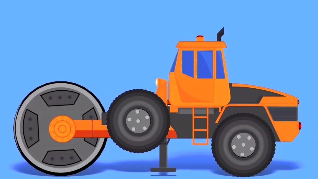 变形工程车动画:运输车变身压路机修马路