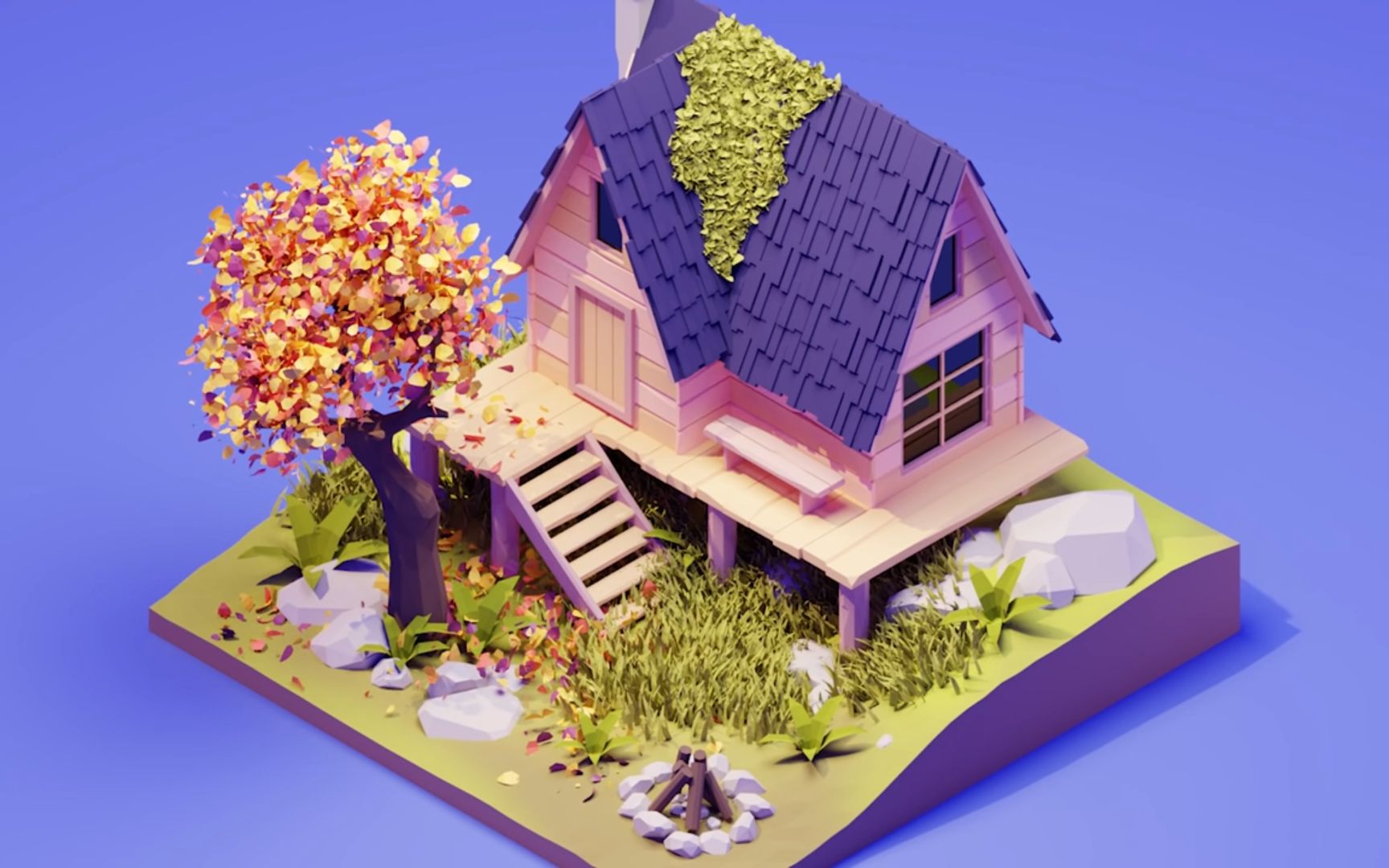 【Blender教程】创建卡通森林小屋场景