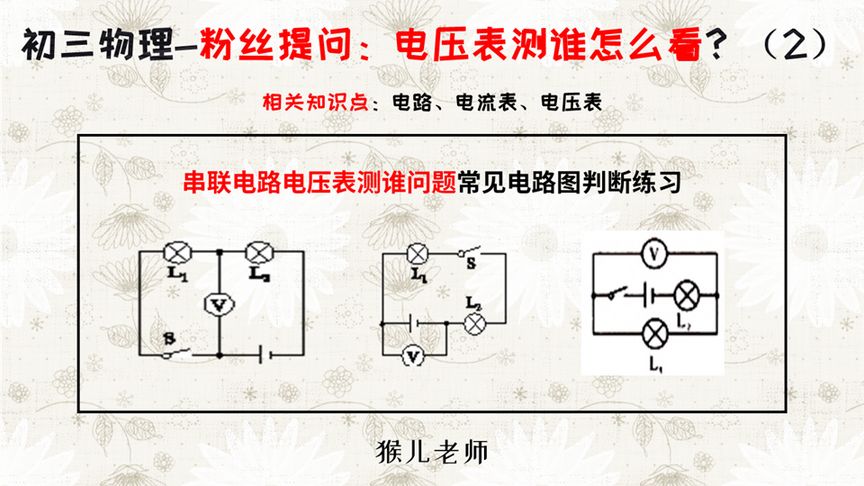 关于电压表测量对象的判断,我只推荐这一个方法,其余的自己弄懂