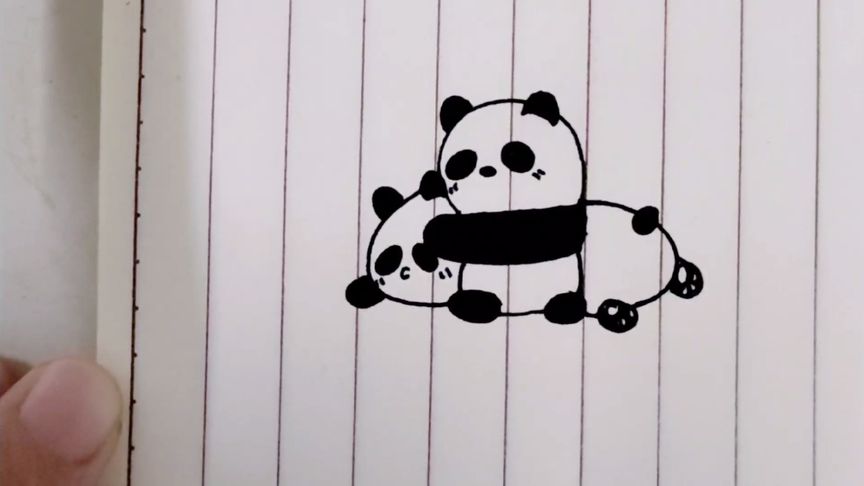 零基础简笔画教程教你画三个可爱的大熊猫