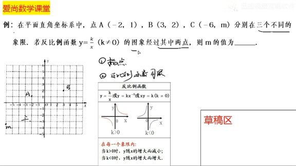 中考直角坐标系描点,反比例函数图像性质,求m的值