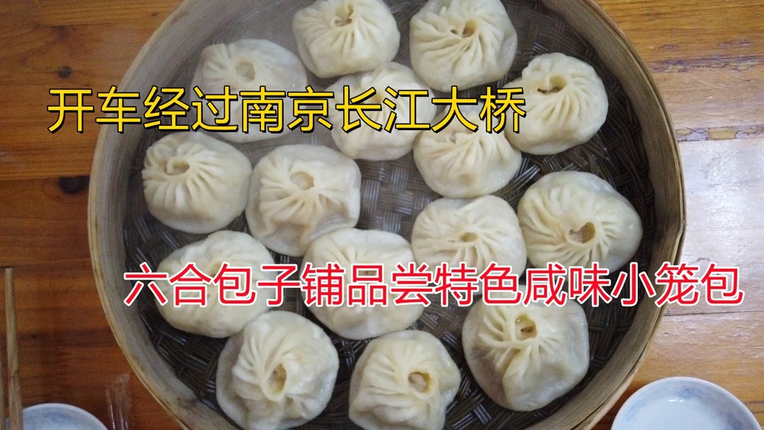 开车经过南京长江大桥,品尝六合包子铺特色咸味小笼包
