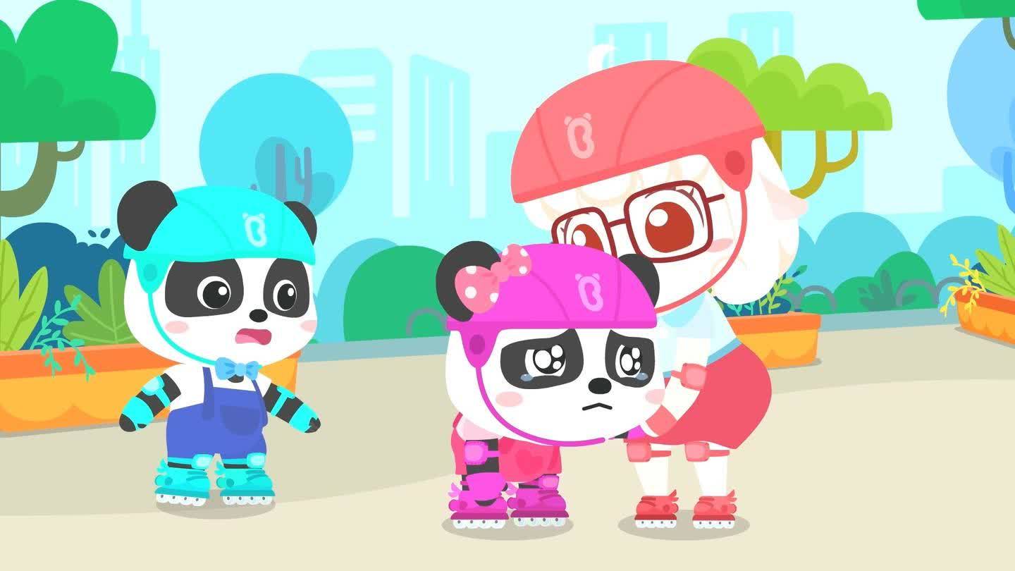 宝宝巴士儿童安全-爱岗敬业,如此有耐心的好老师,学滑轮也不难