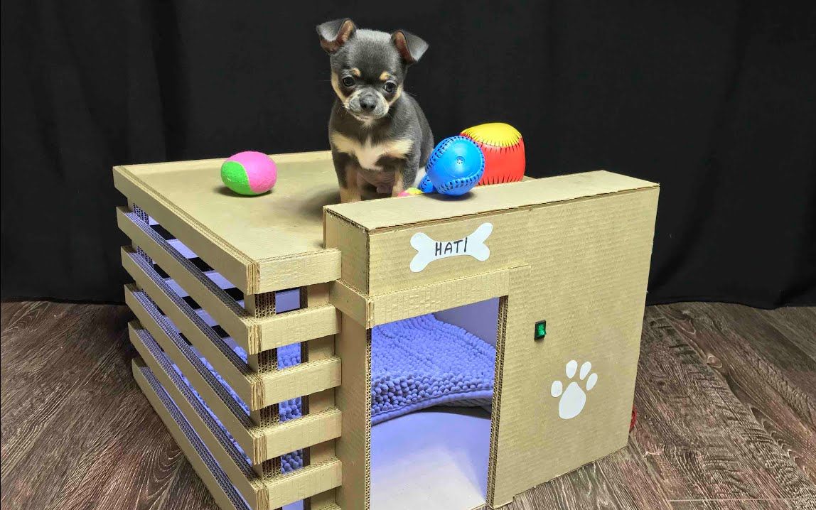 如何用纸板制作令人惊叹的小狗狗屋?DIY完美小窝(四)