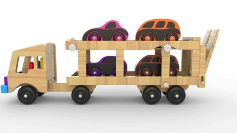 一起来组装一辆积木卡车运送小汽车