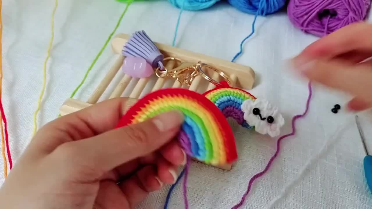钩针编织彩虹挂件教程完结