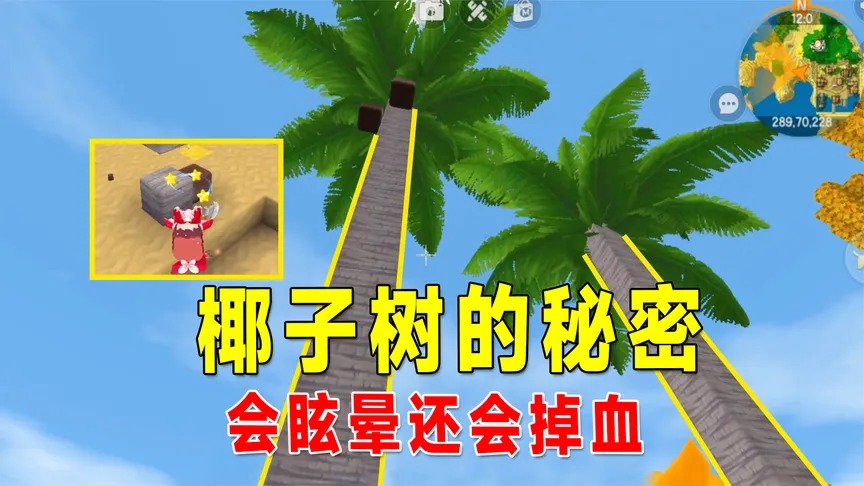 迷你世界:海洋版本椰子的秘密,摘椰子被砸中会眩晕并且还会掉...