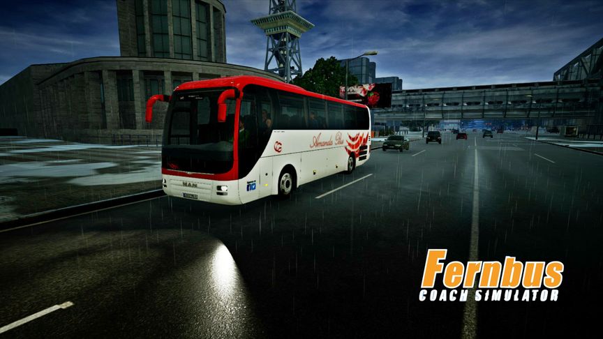 傻康频道 德国长途客车模拟 从柏林到马德宝,MAN长途客车下暴雨