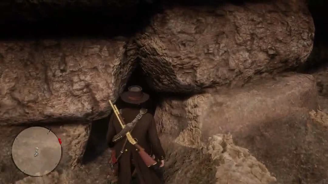 荒野大镖客2,根据地图找到宝藏,里面还有一把黄金手枪