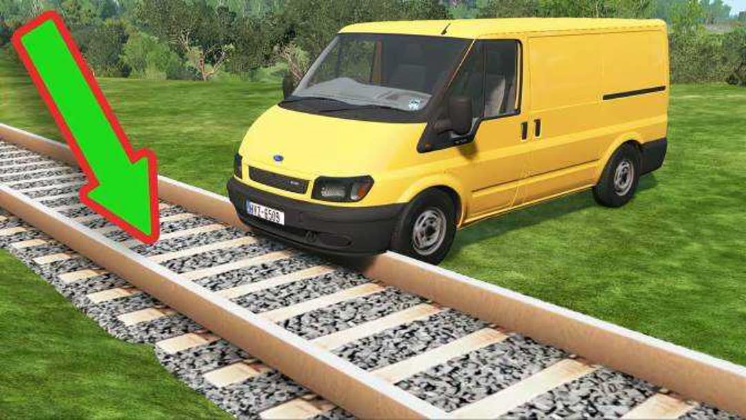 火车头出轨事故,老司机硬闯火车轨道(还能继续开吗),BeamNG