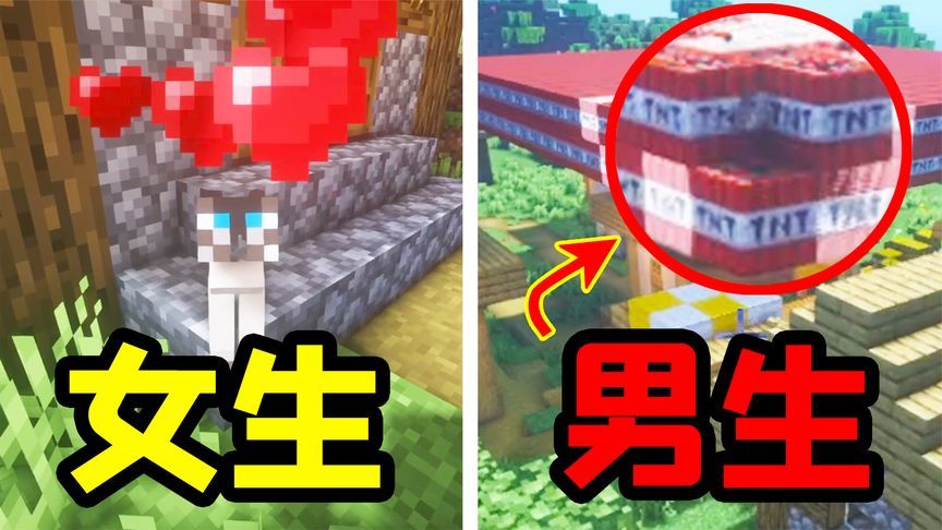 我的世界:不同性别怎么玩MC?原来男生才是真正的掠夺者!