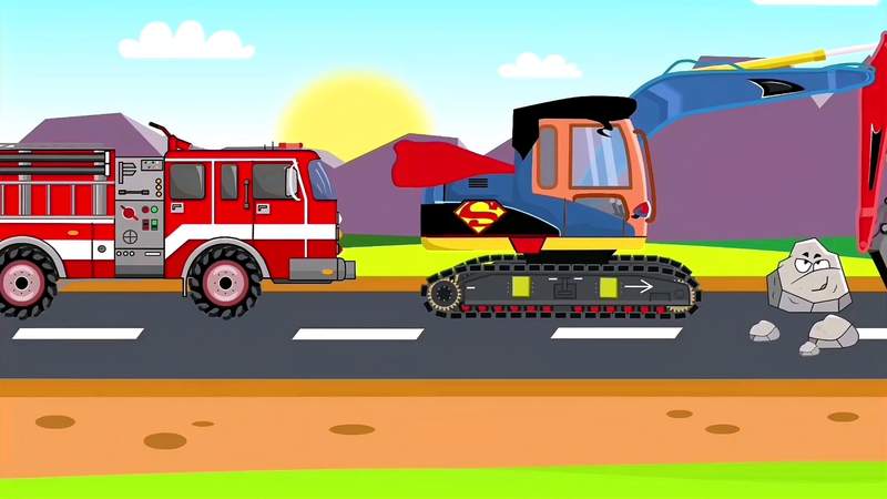 汽车动画:挖机、翻斗车又是忙活的一天。