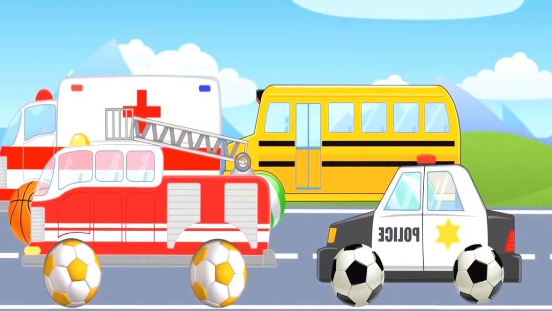 儿童卡通 吊车 救护车 警车 校车如何组装轮胎 益智早教