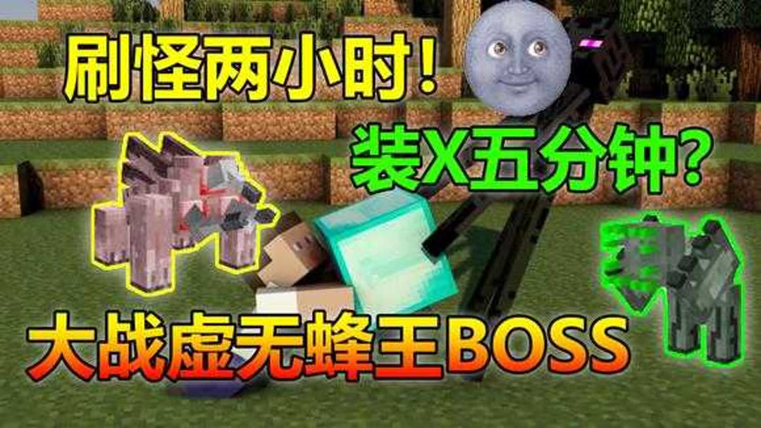 我的世界:虚无世界大战BOSS蜂王,刷怪两小时!装X五分钟?