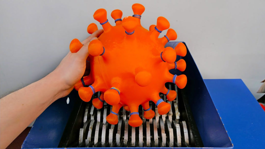 解压实验室:快速粉碎机vs冠状病毒模型玩具,把病毒狠狠的切碎!