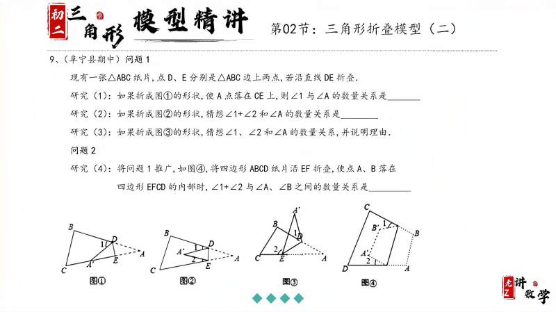 三角形几何模型:折叠模型,期中考试直接考结论,你说不会行不行